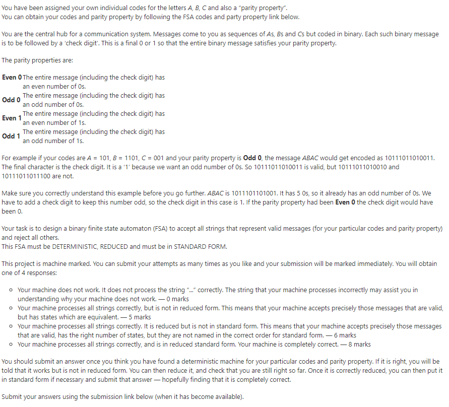 Your individual codes and parity property are PARITY | Chegg.com