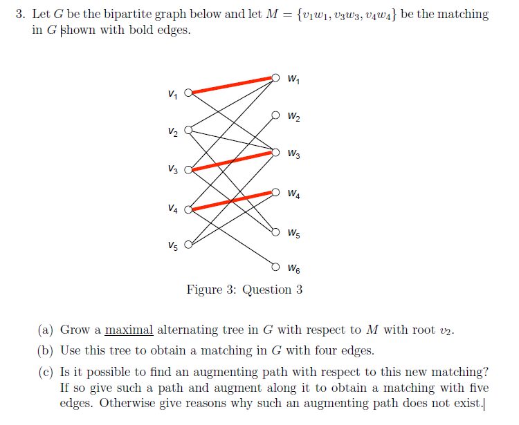 Solved 3. Let G be the bipartite graph below and letM = | Chegg.com
