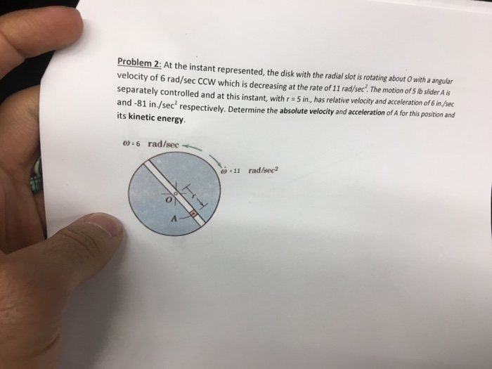 Solved At the instant represented, the disk with the radial | Chegg.com