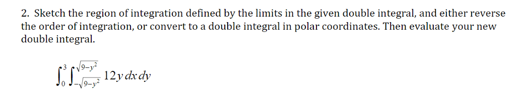 Solved 2. Sketch the region of integration defined by the | Chegg.com