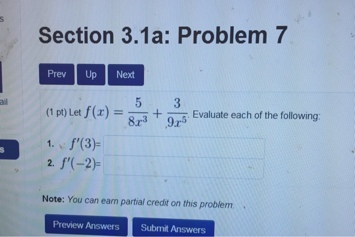 Solved Section 3.1a: Problem1 Prev Up Next (1 pt) Suppose | Chegg.com