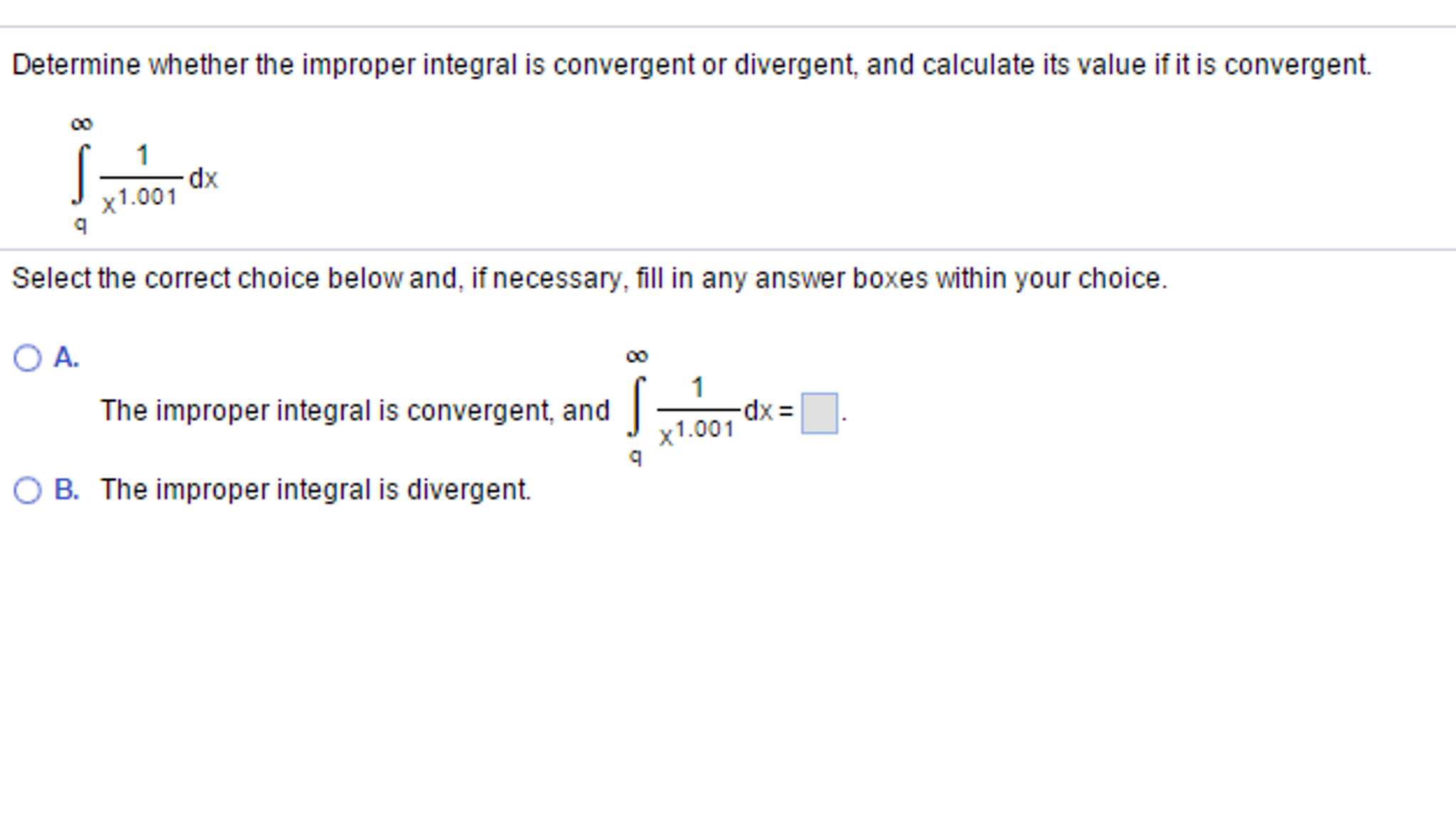 Solved Determine whether the improper integral is convergent | Chegg.com
