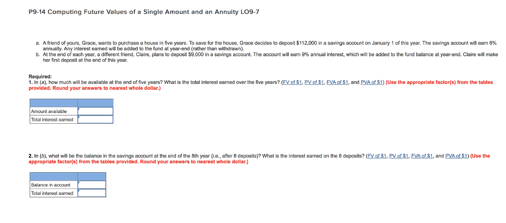 Solved P9-14 Computing Future Values of a Single Amount and | Chegg.com