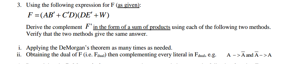 Solved Derive the complement F' in the form of a sum of | Chegg.com