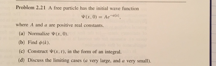 Solved A Free Particle Has The Initial Wave Function Psi X