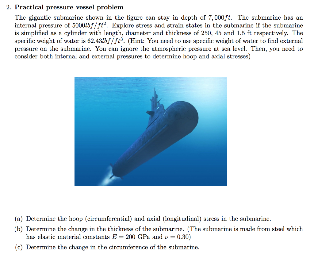 Solved The gigantic submarine shown in the figure can stay | Chegg.com
