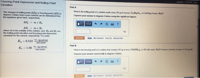 Solved Part A: What is the boiling point of a solution made | Chegg.com