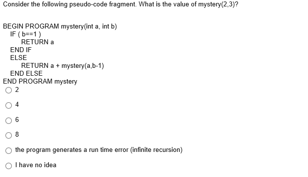 Solved Consider the following pseudo-code fragment. What is | Chegg.com