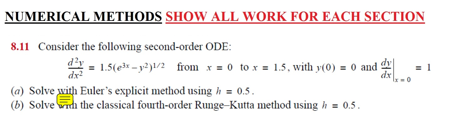 Consider the following second-order ODE: d^2y/dx^2 = | Chegg.com