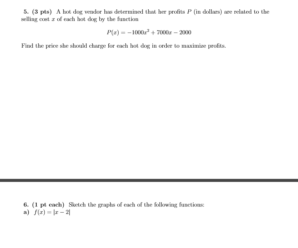 Solved A hot dog vendor has determined that her profits P | Chegg.com