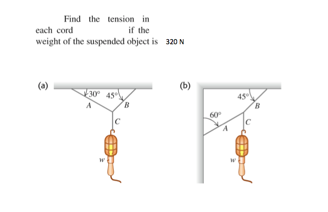 Solved Find the tension in each cord if the weight of the | Chegg.com
