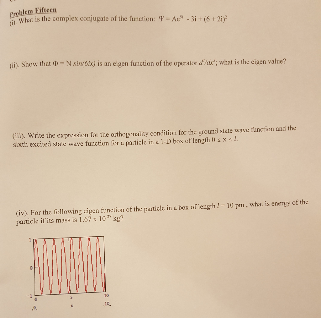 Solved (i) What is the complex conjugate of the function: | Chegg.com