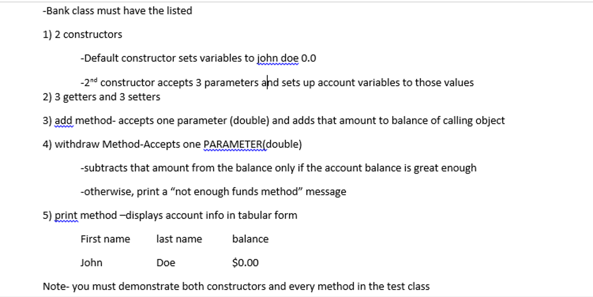 Solved Bank class must have the listed 2 constructors | Chegg.com