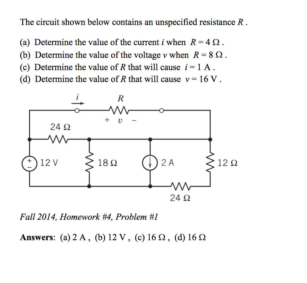 Solved The Circuit Shown Below Contains An Unspecified