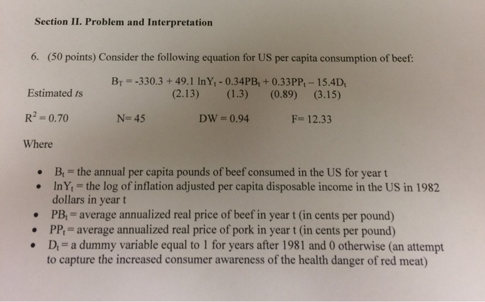 Solved Section II. Problem and Interpretation 6. (50 points) | Chegg.com
