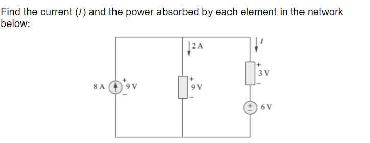 Solved Find the current () and the power absorbed by each | Chegg.com