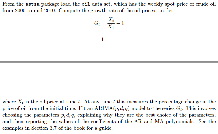 From the astsa package load the oil data set, which | Chegg.com