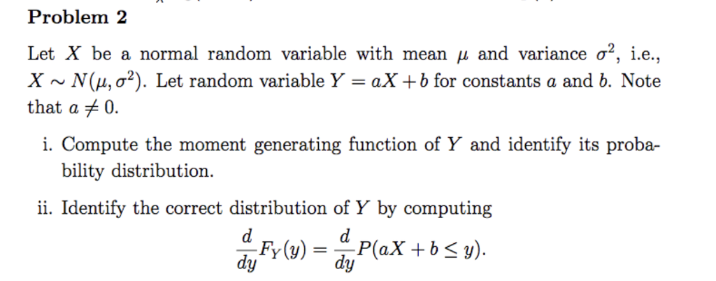 Solved Problem 2 Let X Be A Normal Random Variable With Mean