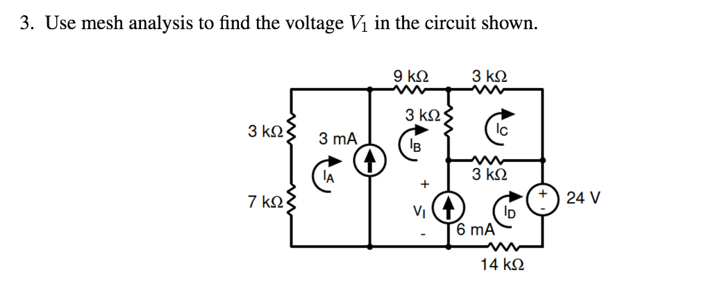 Solved Use mesh analysis to find the voltage V_1 in the | Chegg.com