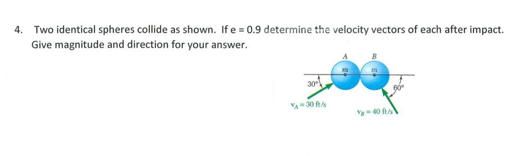 Solved Two identical spheres collide as shown. If e = 0.9 | Chegg.com