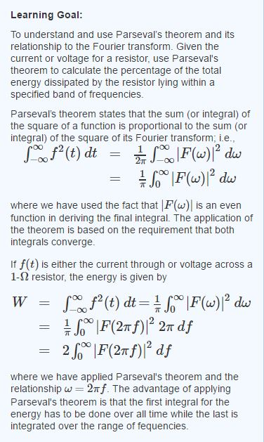 Solved Learning Goal: To understand and use Parseval's | Chegg.com