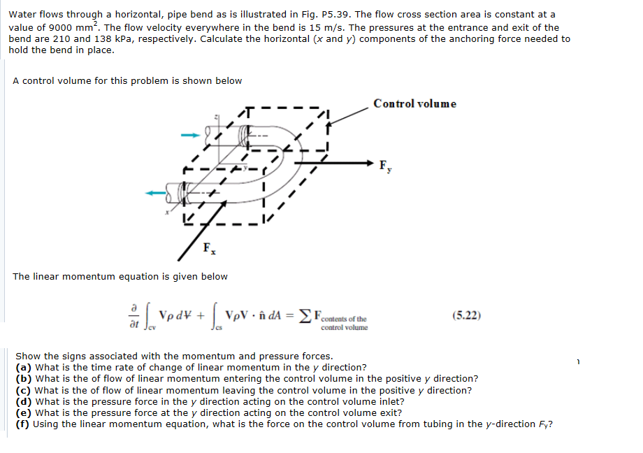 Solved Water flows through a horizontal, pipe bend as is | Chegg.com