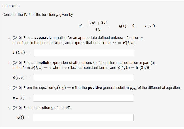Solved Consider the IVP for the function y given by y' = 5 | Chegg.com