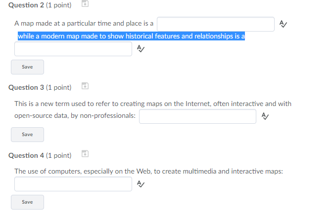 Solved Question 2 (1 point) A map made at a particular time | Chegg.com