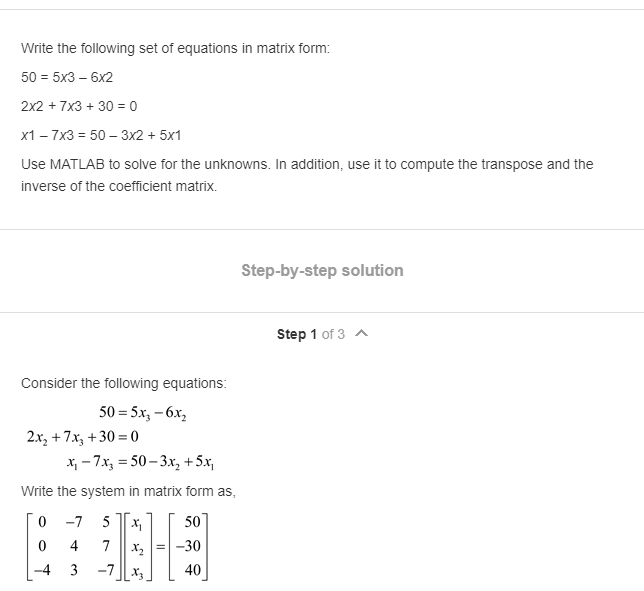 Solved Write the following set of equations in matrix form: | Chegg.com