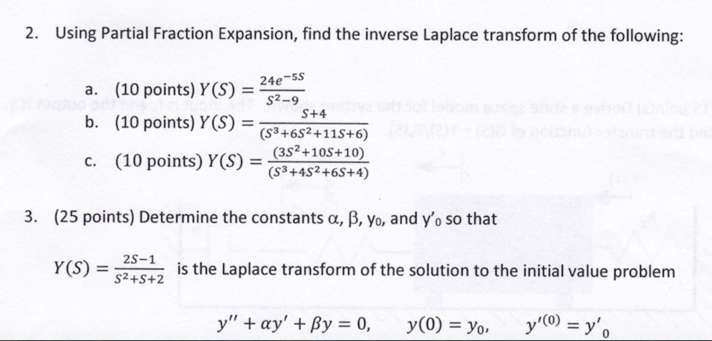 Solved Using Partial Fraction Expansion, find the inverse | Chegg.com