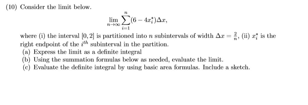 Solved (10) Consider the limit below 7n where (i) the | Chegg.com