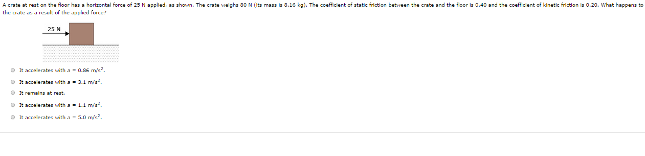 Solved A crate at rest on the floor has a horizontal force | Chegg.com