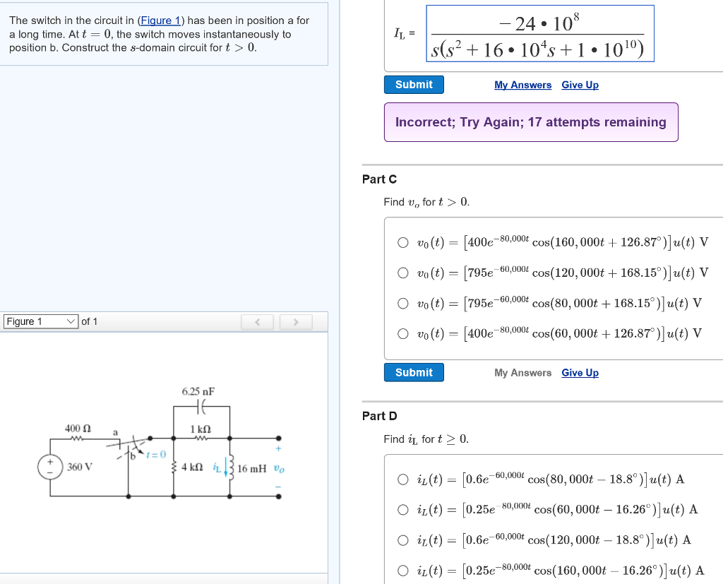 Solved The Switch In The Circuit In Figure 1 Has Been In
