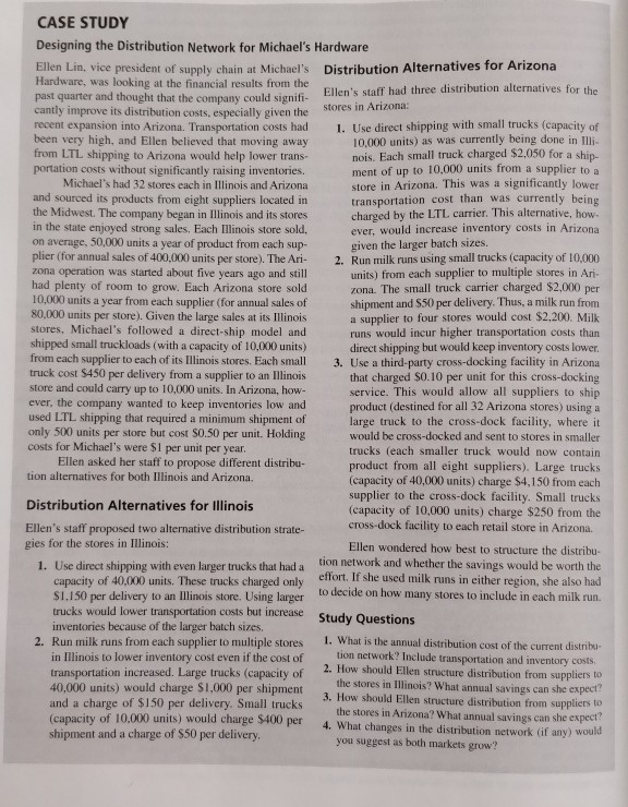 Solved CASE STUDY Designing the Distribution Network for | Chegg.com