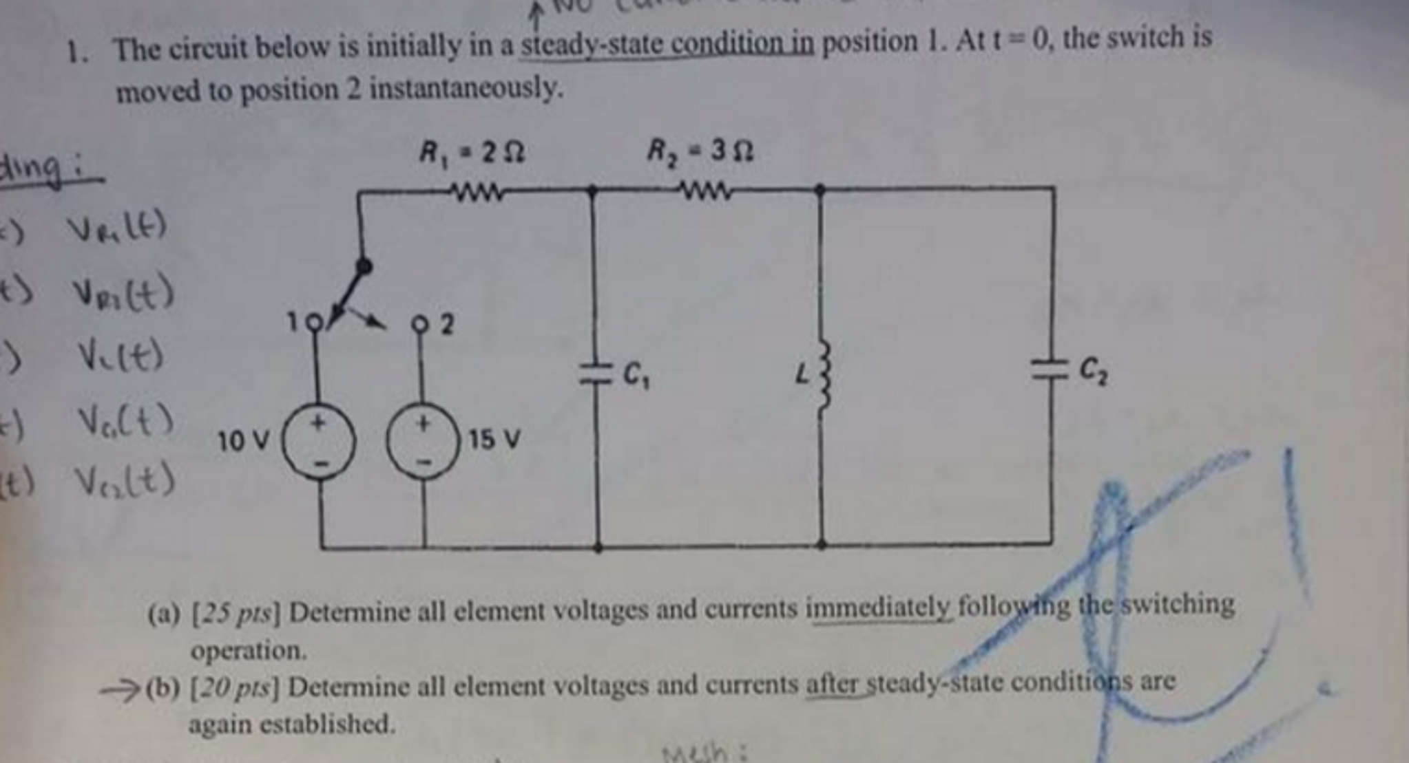 Solved The circuit below is initially in a steady-state | Chegg.com