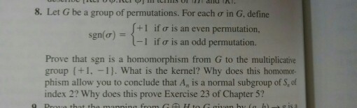 Solved Let G be a group of permutations. For each sigma in | Chegg.com