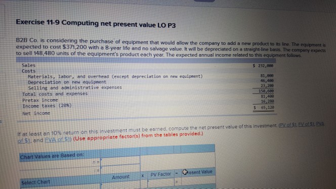 Solved Exercise 11-9 Computing net present value LO P3 B2B | Chegg.com
