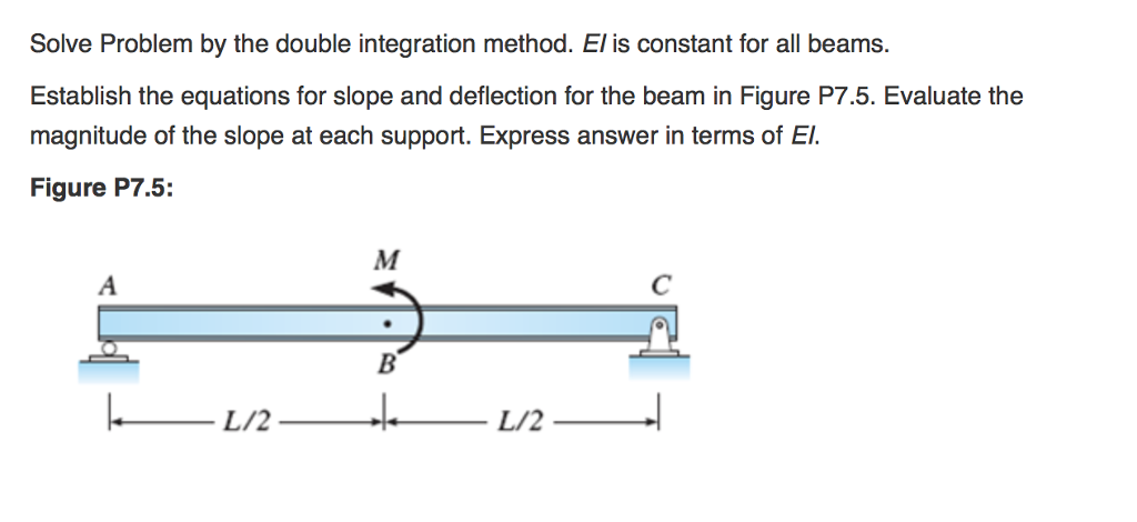 Solved Solve Problem by the double integration method. El is | Chegg.com
