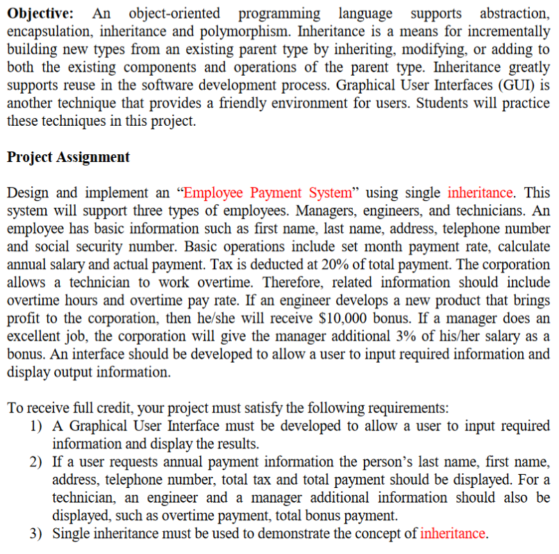 Objective An Object Oriented Programming Language