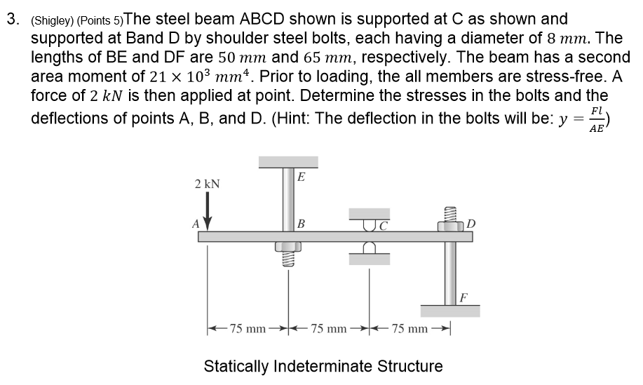 Solved The steel beam ABCD shown is supported at C as shown | Chegg.com