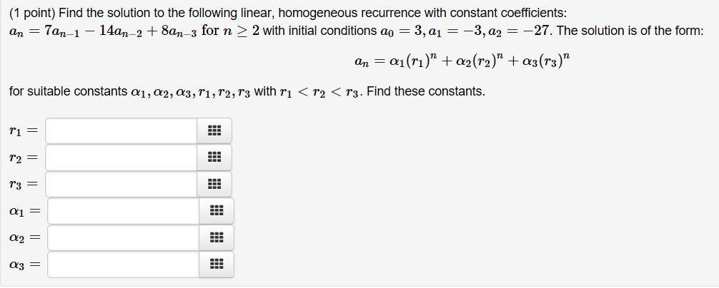 Solved (1 point) Find the solution to the following linear, | Chegg.com