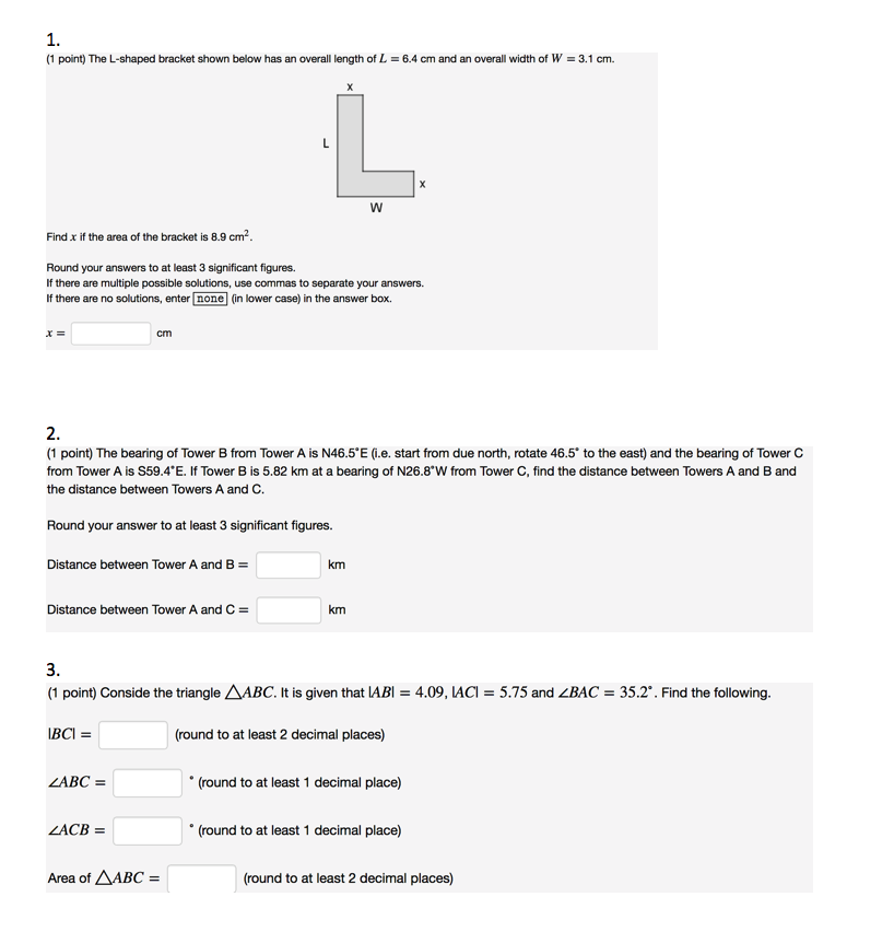 Solved (1 point) The L-shaped bracket shown below has an | Chegg.com