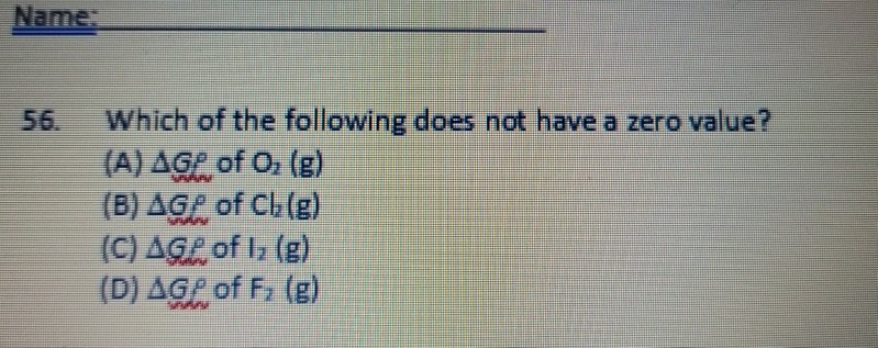 Solved Name: Which of the following does not have a zero | Chegg.com