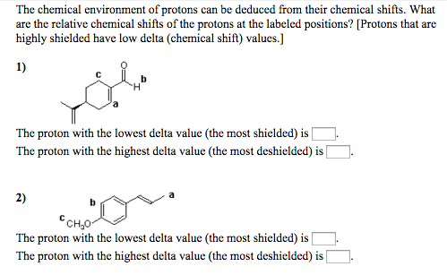 Solved The chemical environment of protons can be deduced | Chegg.com