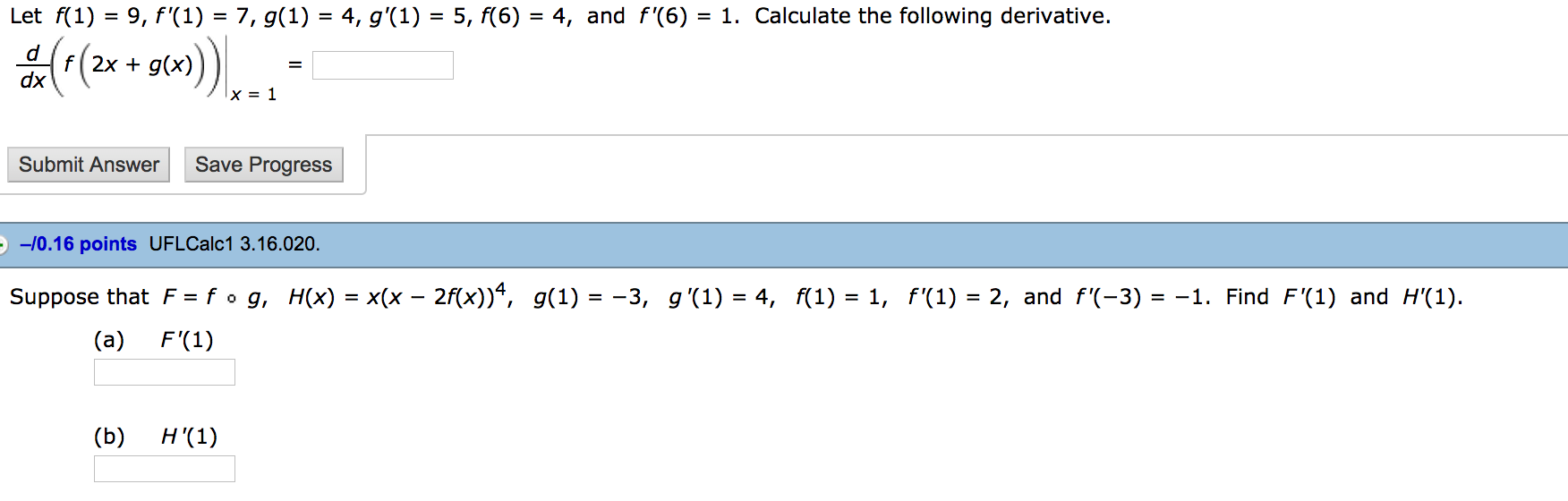 Solved Let f(1)=9, f'(1)=7, g(1)=4, g'(1)=5, f(6)=4, and | Chegg.com Solved Let f(1)=9, f'(1)=7, g(1)=4, g'(1)=5, f(6)=4, and | Chegg.com