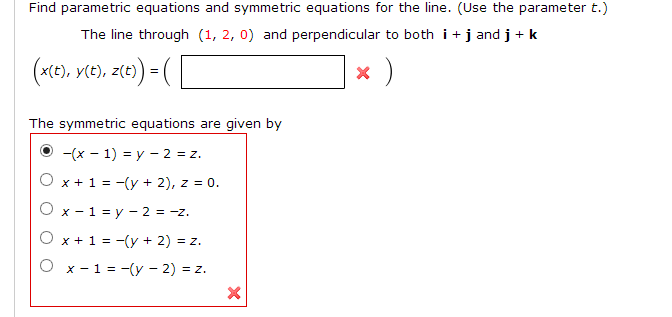 Solved Find Parametric Equations And Symmetric Equations For
