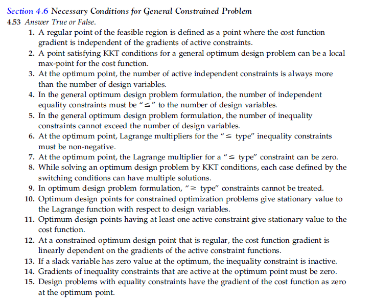 T/F For Necessary Conditions for General Constrained | Chegg.com