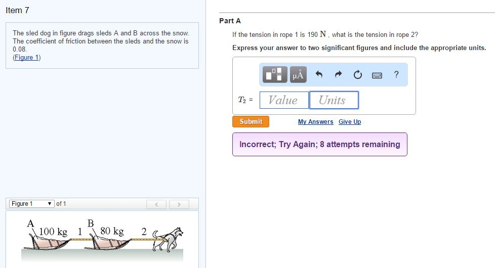 Solved The sled dog in figure drags sleds A and B across the | Chegg.com