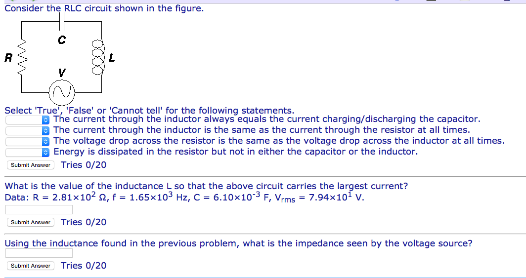 Solved Consider the RLC circuit shown in the figure. Select | Chegg.com