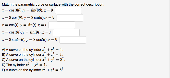 Solved Match the parametric curve or surface with the | Chegg.com